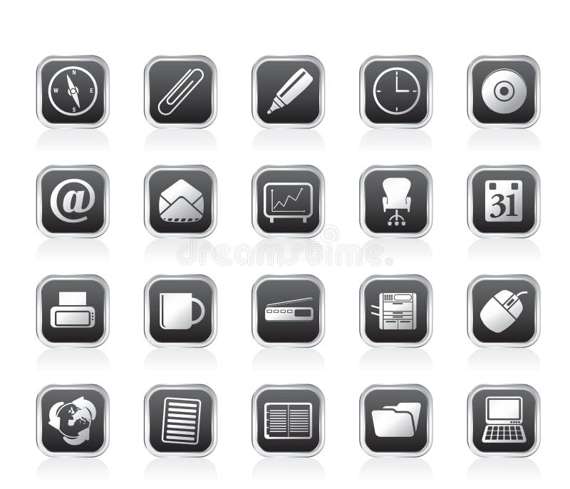 Office tools icons stock vector. Illustration of clock - 54292821