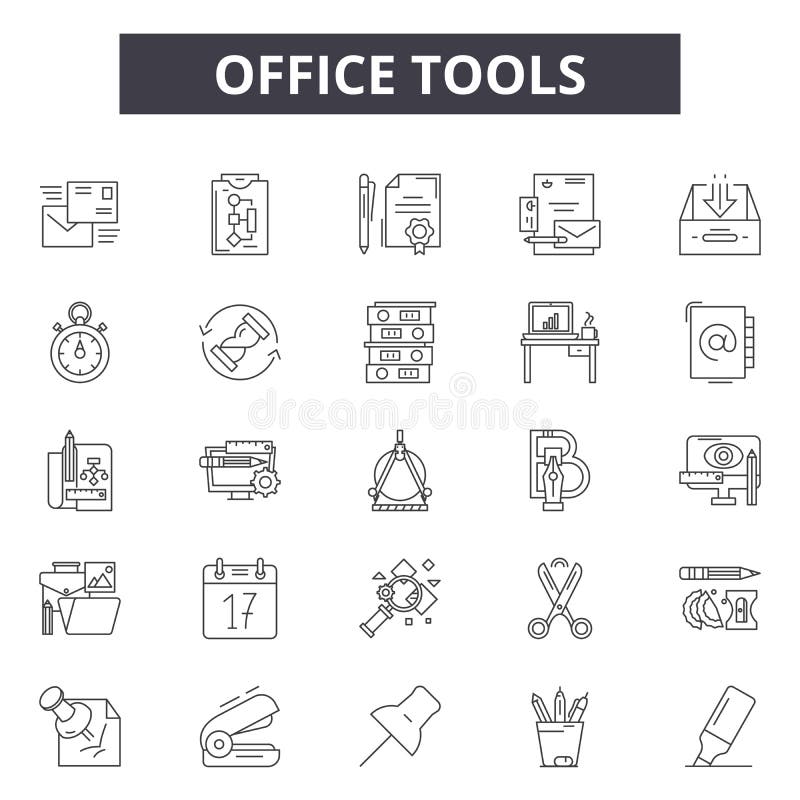 Office Tools Line Icons, Signs, Vector Set, Outline Illustration ...