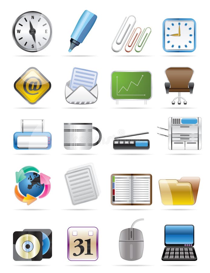 Office Tools Vector Icon Set 2 Stock Vector - Illustration of icon ...