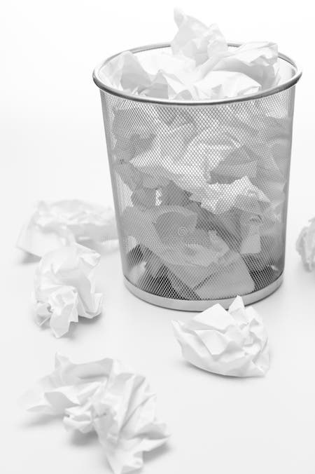 Office Trash Bin Full of Paper Waste Stock Photo - Image of basket ...