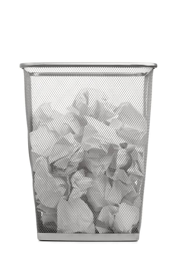 Full Wire Mesh Trash Can With Crumpled Paper Stock Image - Image of ...