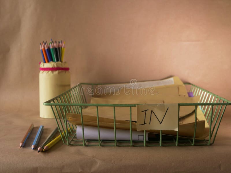 Office in Tray Full of Paperwork Medium Shot Stock Image - Image of ...
