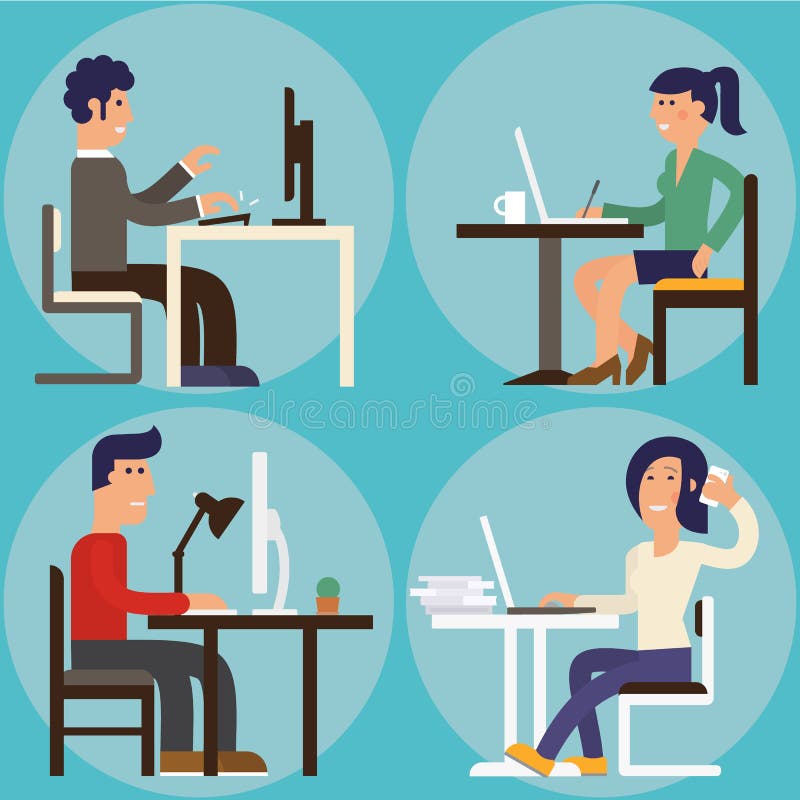 At Office Vector Character Cartoon Illustration Stock Vector ...