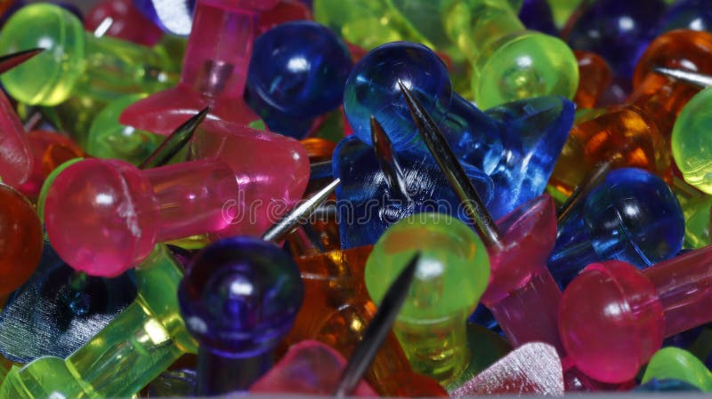 Office Vector Push Pins Set Made of Shiny Colorful Plastic Elements ...