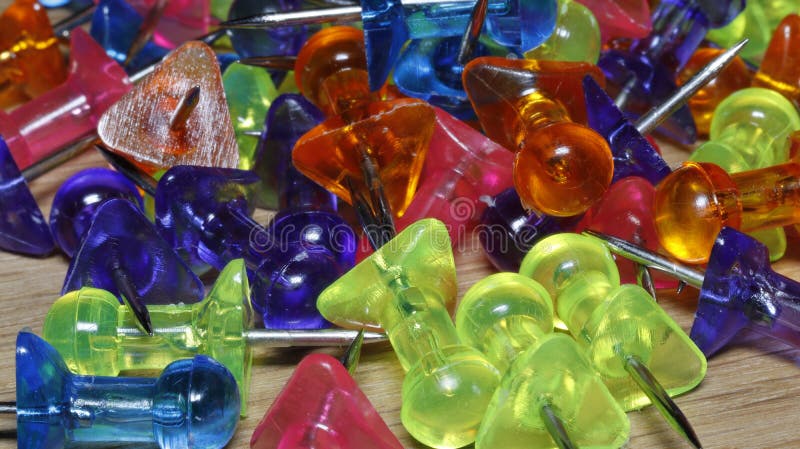 Office Vector Push Pins Set Made of Shiny Colorful Plastic Elements ...