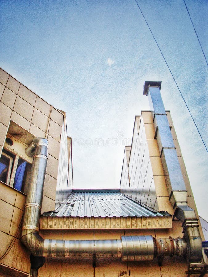 Office Ventilation System Pipe, Back Wall Stock Photo - Image of pipe ...
