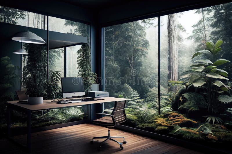 Office with View of Lush Forest, with Plants As the Star Attraction ...