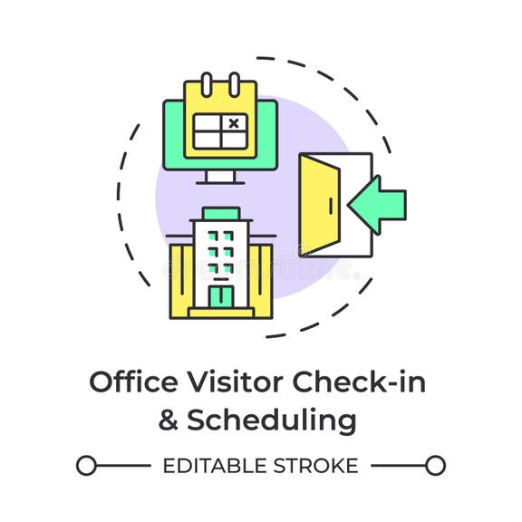 Office Visitor Check in and Scheduling Multi Color Concept Icon Stock ...