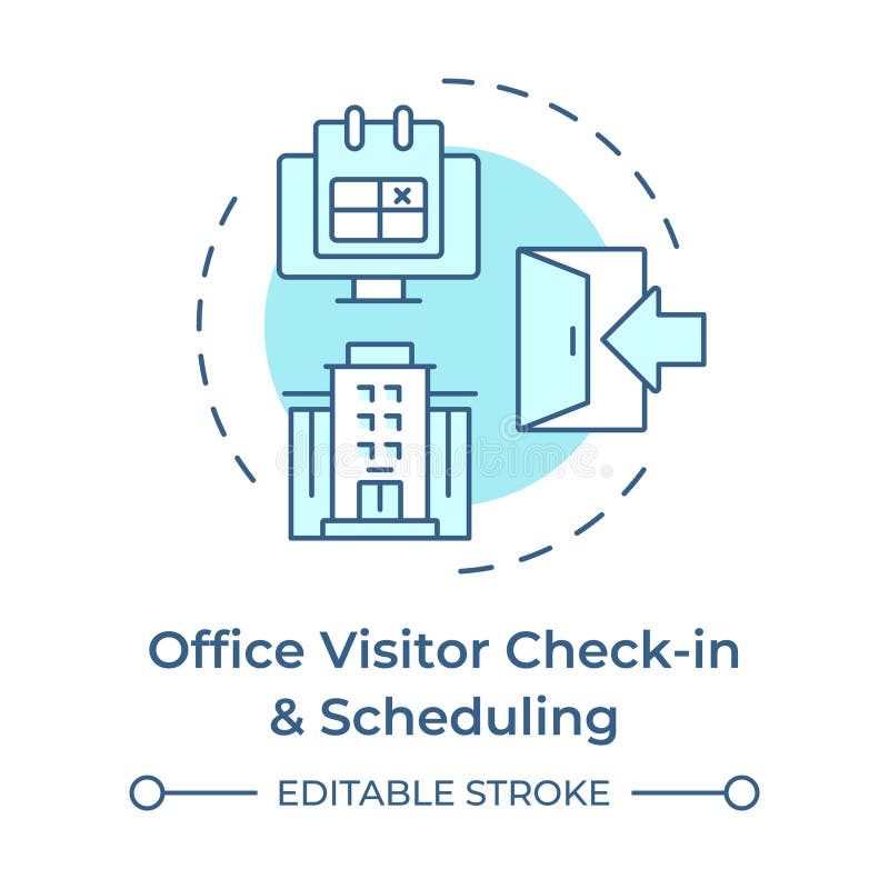 Office Visitor Check in and Scheduling Soft Blue Concept Icon Stock ...