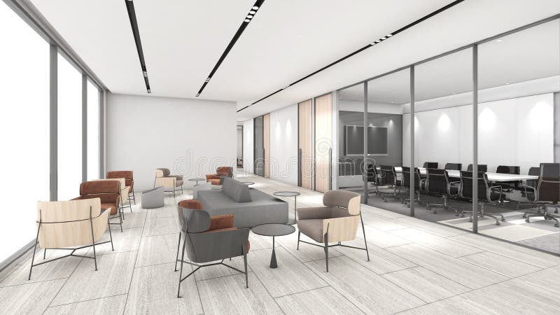 Office Waiting Areas and Corridors in the Building, Office Space,3d ...