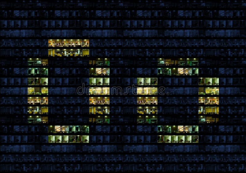 Office building at night stock photo. Image of illuminated - 8342106