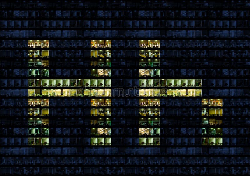 Office building at night stock photo. Image of illuminated - 8342106