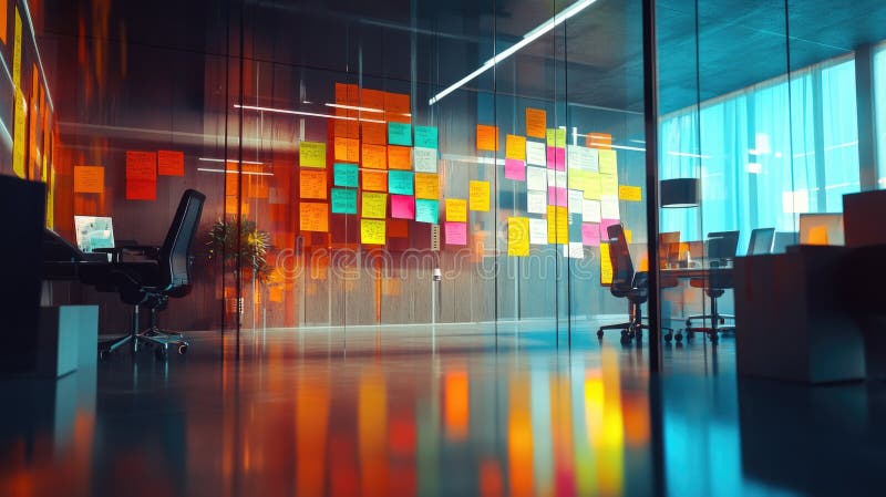 Office Wall Covered in Post-it Notes Stock Photo - Image of interior ...