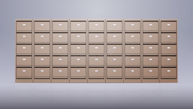 Office Wall of Filing Cabinet Document Data Archive Storage Folders for ...