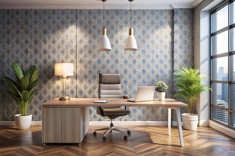 Office wallpaper theme stock illustration. Illustration of modern ...