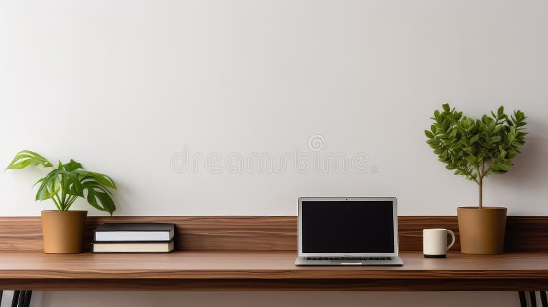 Office walnut table stock illustration. Illustration of sleek - 375555258