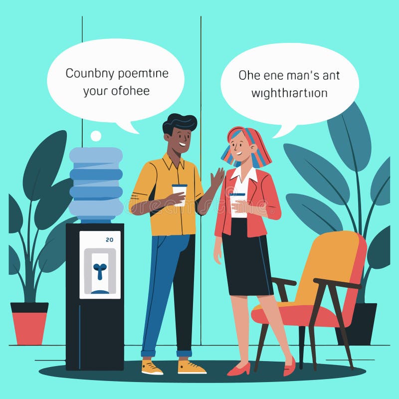 Office Water Cooler Conversation Illustration for Workplace Interaction ...
