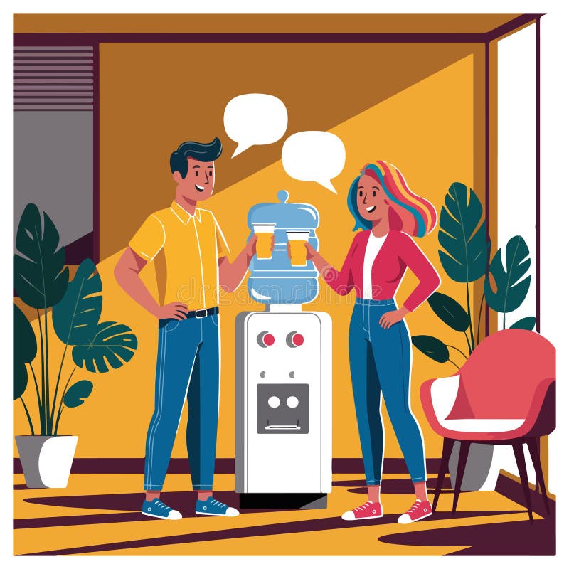 Office Water Cooler Conversation Illustration for Workplace Interaction ...