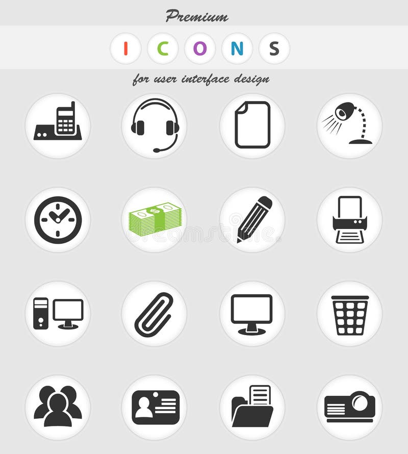 Office icon set stock vector. Illustration of binder - 123030001