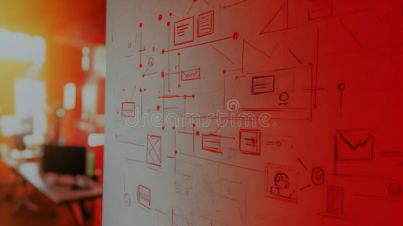 Office Whiteboard with Workflow Sketch Stock Photo - Image of ...