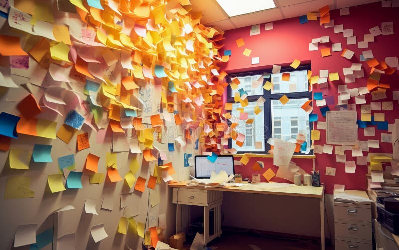 Office Whose Walls are Plastered with Incredible Amount of Sticky Notes ...