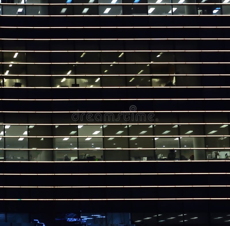 Office Windows in the Evening Stock Photo - Image of computers, space ...