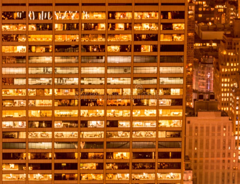 Office Windows Illuminated at Night Stock Photo - Image of modern ...