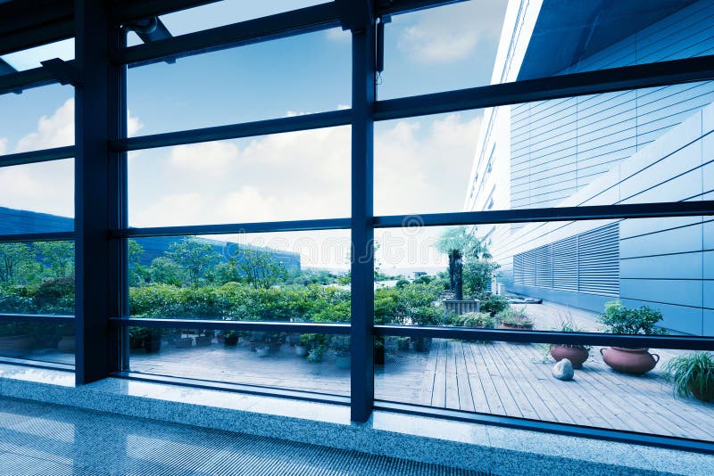 Inside Modern Glass Office Building Stock Photo - Image of windows ...