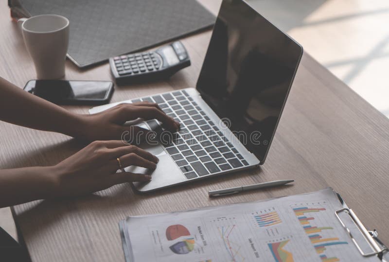 Office Woman Hand Typing on Business Computer Stock Photo - Image of ...