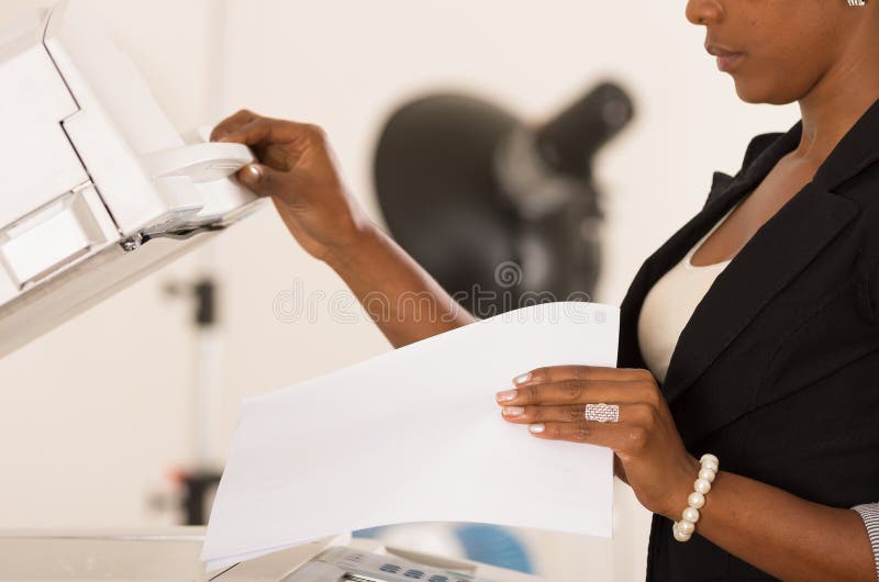 Office Woman Working Copy Machine Stock Photo - Image of panel, person ...