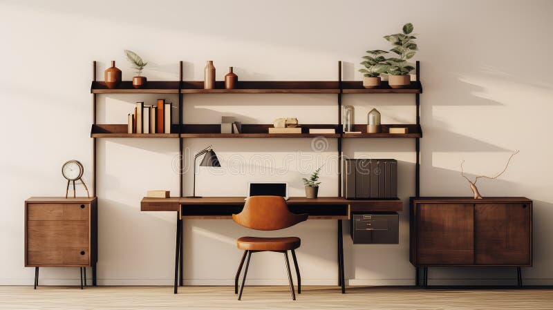 Office wooden mockup stock illustration. Illustration of environment ...