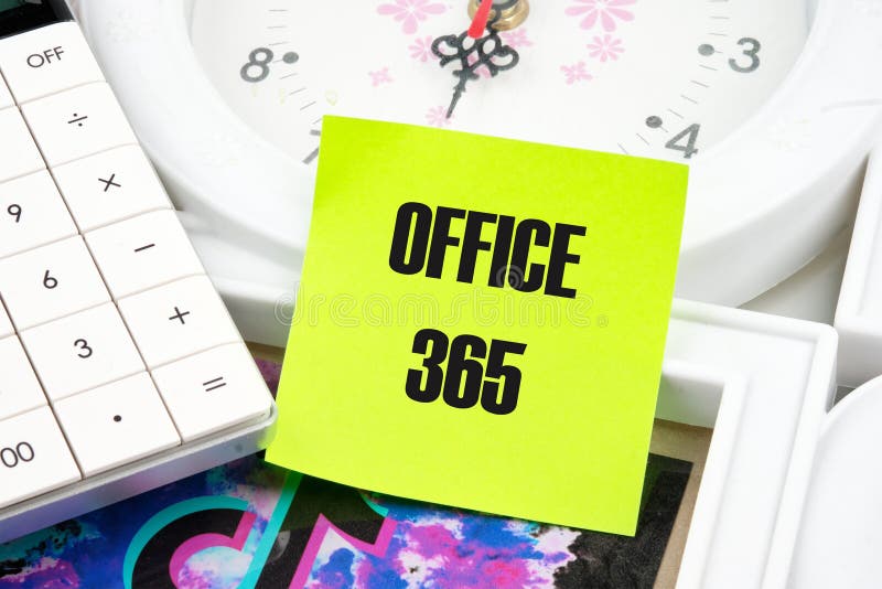 OFFICE 365 Words Written on the Sticker, Front View Stock Image - Image ...