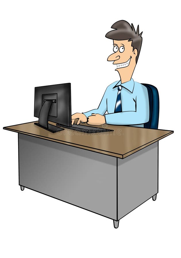 Vector Stick Man Cartoon of Very Happy Man Watching Computer Screen and ...