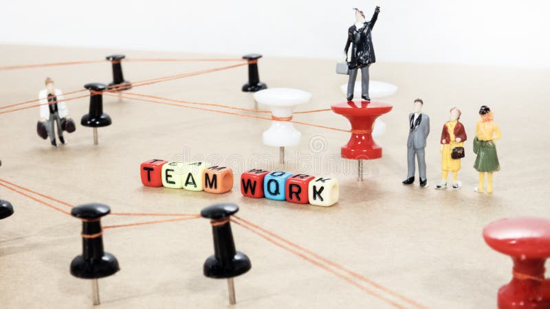 Office Work Abstract Photo. Wired Points on Wooden Surface with Small ...