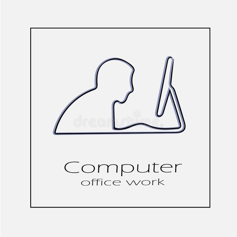 Office Work on Computer. Vector Icon Eps 10 Stock Vector - Illustration ...
