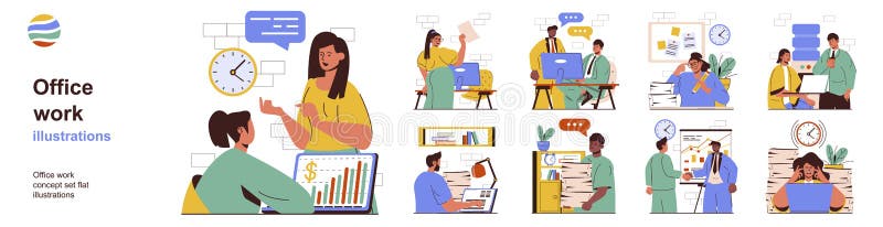 Office Work Concept with Character Situations Collection. Stock ...