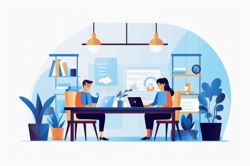 Office Work Concept Illustration Created with Generative AI Technology ...