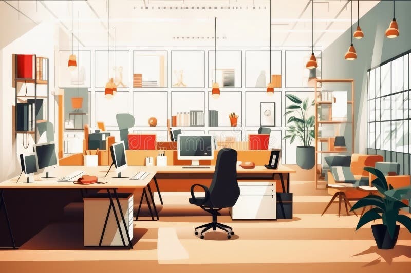 Office Work Concept Illustration Created with Generative AI Technology ...