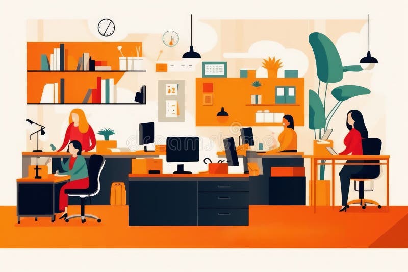 Office Work Concept Illustration Created with Generative AI Technology ...