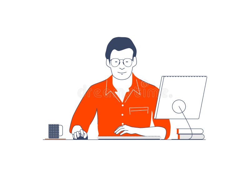 Office Work Flat Vector Concept with Limited Colours. Stock Vector ...