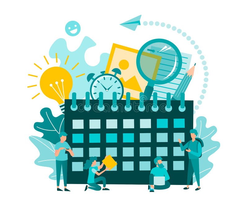 Office Work Deadline Calendar Teamwork Concept Stock Vector ...