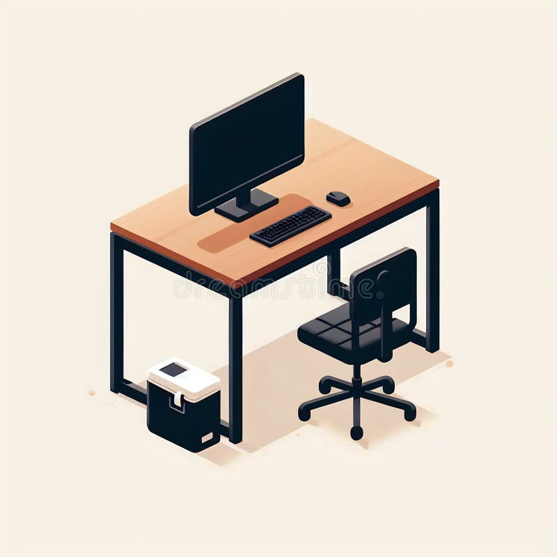 Office Work Desk Vector Design Stock Illustration - Illustration of ...