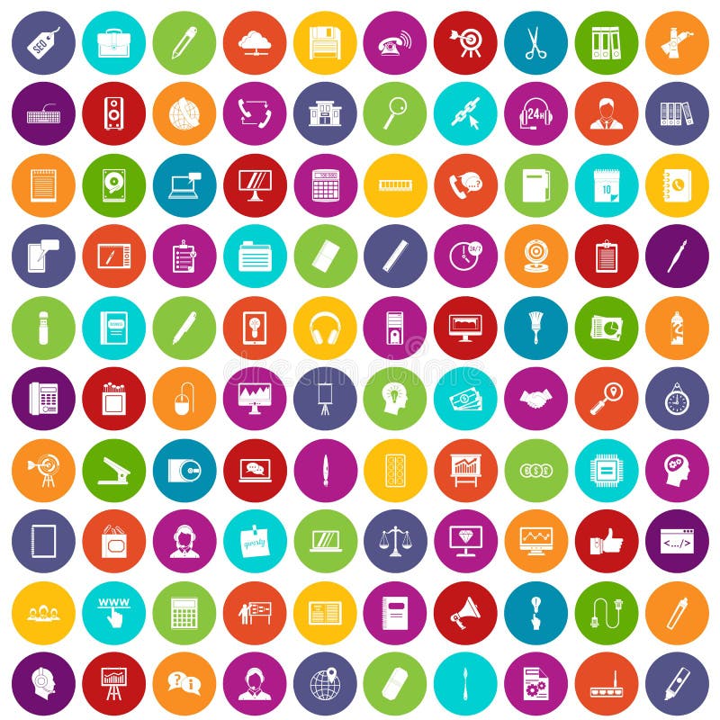 100 Office Work Icons Set Color Stock Vector - Illustration of icons ... 100 Office Work Icons Set Color Stock Vector - Illustration of icons ...