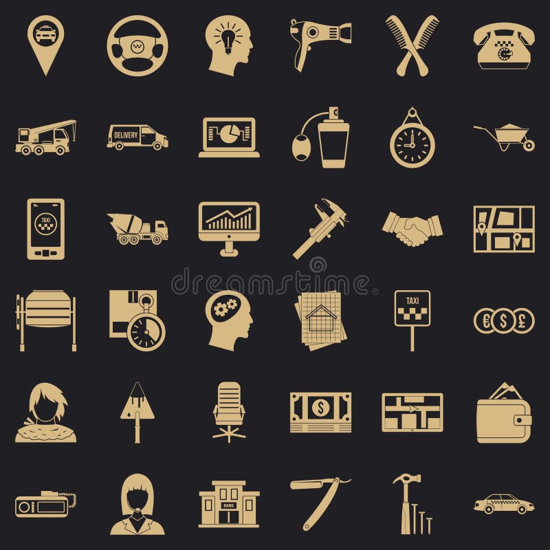 Office Work Icons Set, Simple Style Stock Vector - Illustration of gear ...