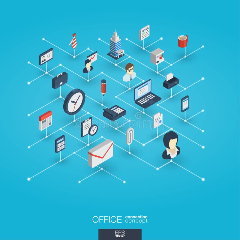 Office Workplace Isometric Vector Illustration Stock Vector ...