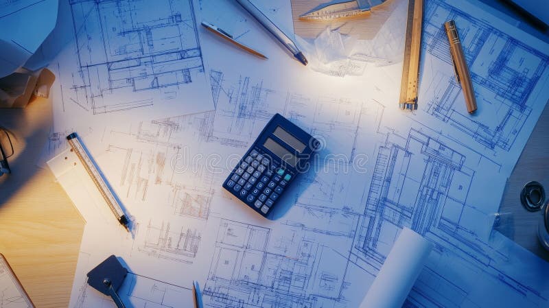 Office Work Involves Calculating Project Plans, with a Close-up View of ...