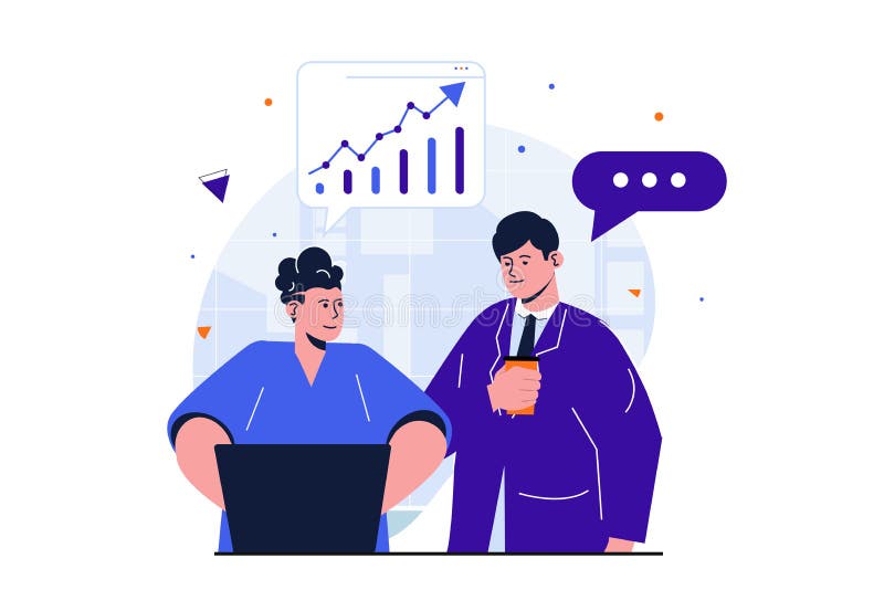 Office Work Modern Flat Concept for Web Banner Design. Stock Vector ...