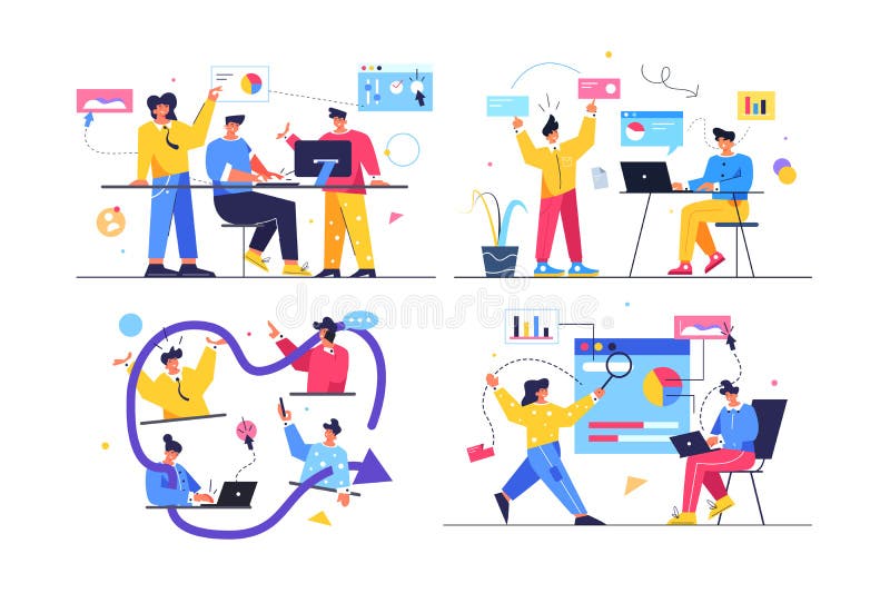 Office Work Organization with Gadgets Stock Vector - Illustration of ...