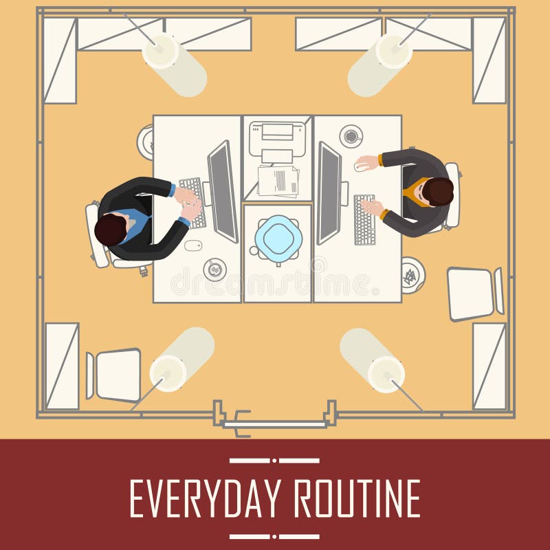 Office work place stock vector. Illustration of employees - 65557711