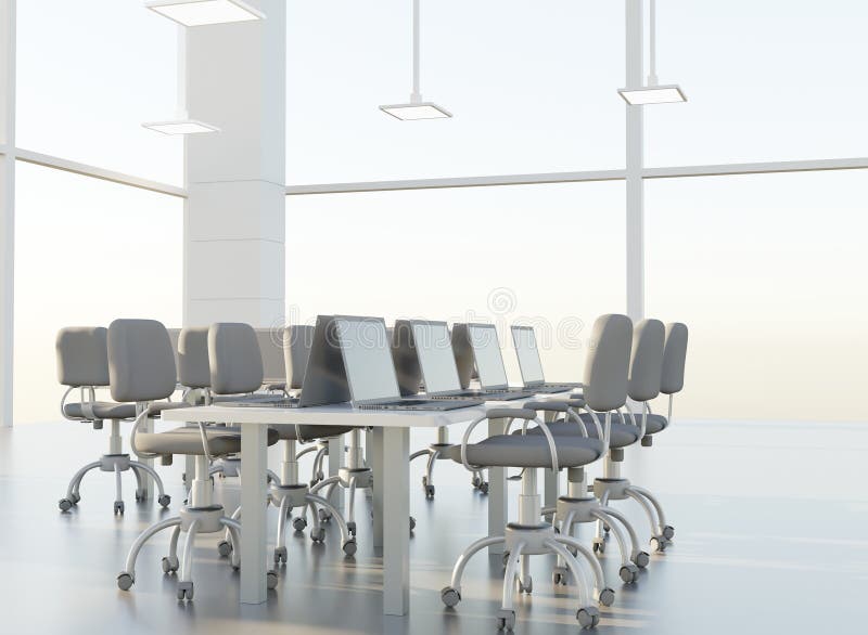 The Office and Work Place Interior Scene Stock Illustration ...